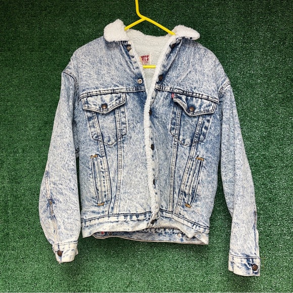 Levi's | Jackets & Coats | Vintage Levis Jacket Mens Small Acid Wash Denim Trucker Sherpa Lined ...